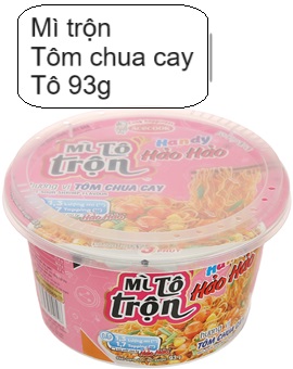 Mì trộn Handy Hảo Hảo tôm chua cay tô 93g