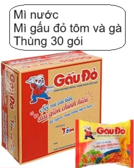 Thùng 30 gói mì Gấu Đỏ tôm và gà 63g